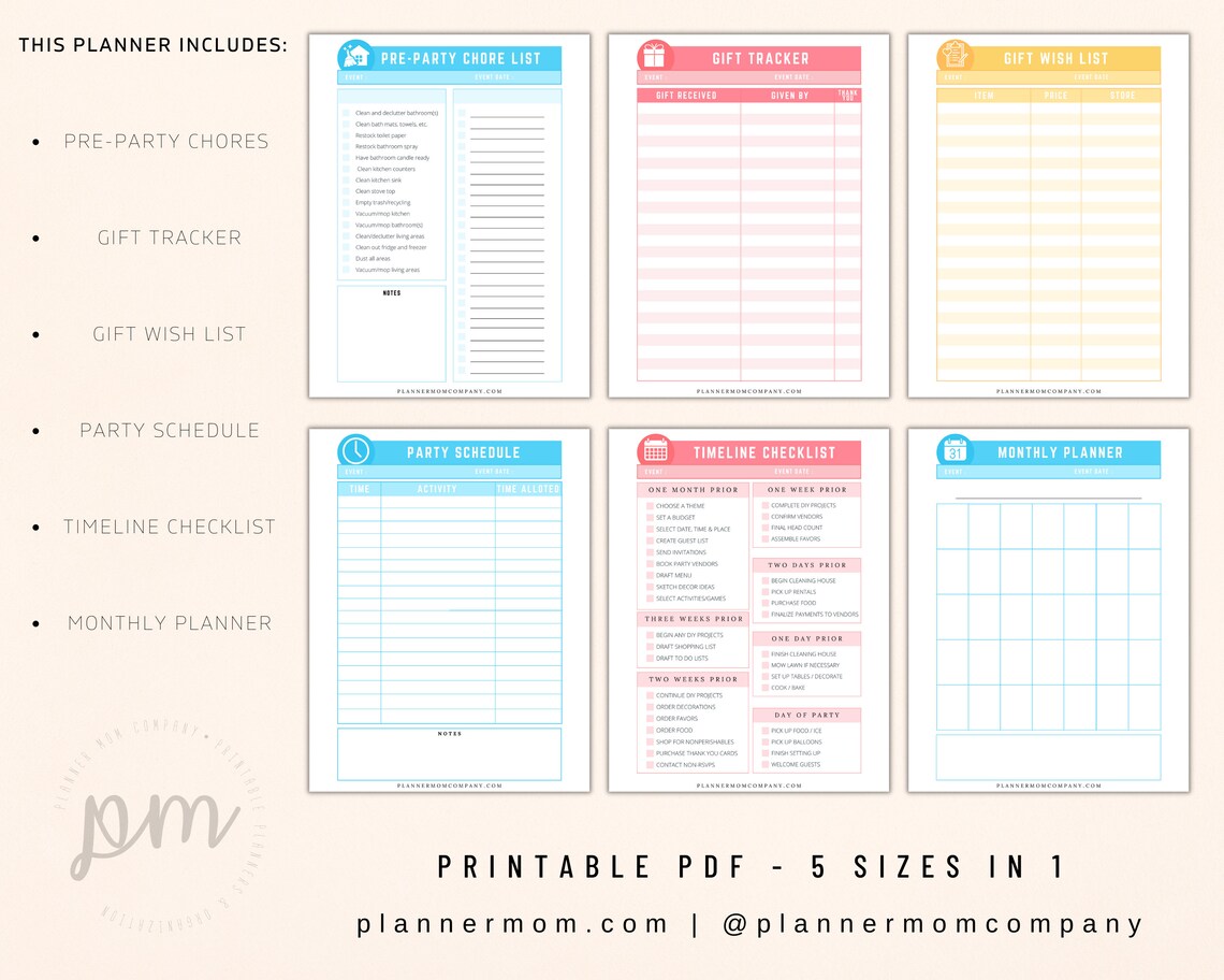 Printable Party Planner Event Planner Birthday Planner - Etsy