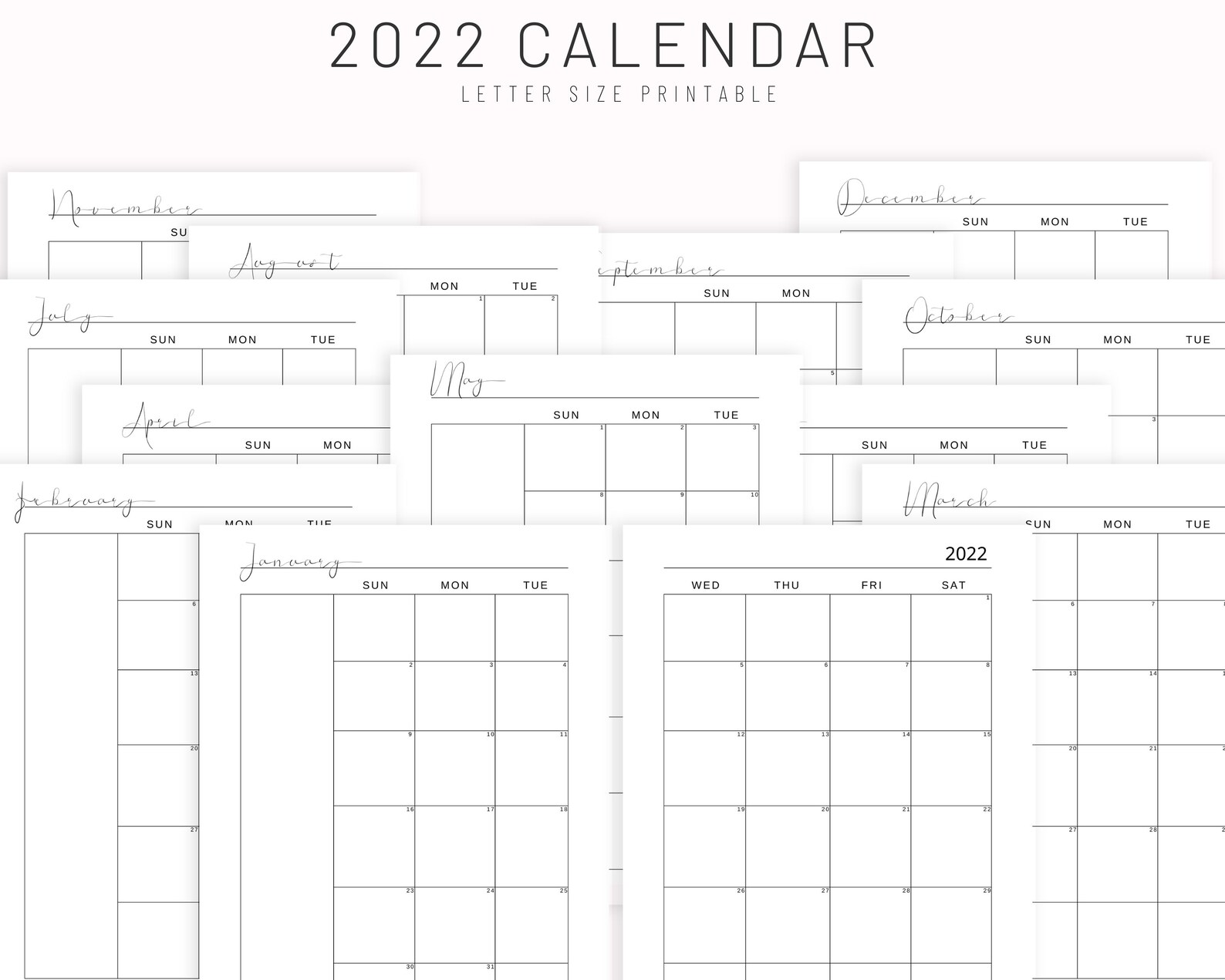 2022 Planner Printable 2022 Weekly Planner Monthly Planner - Etsy
