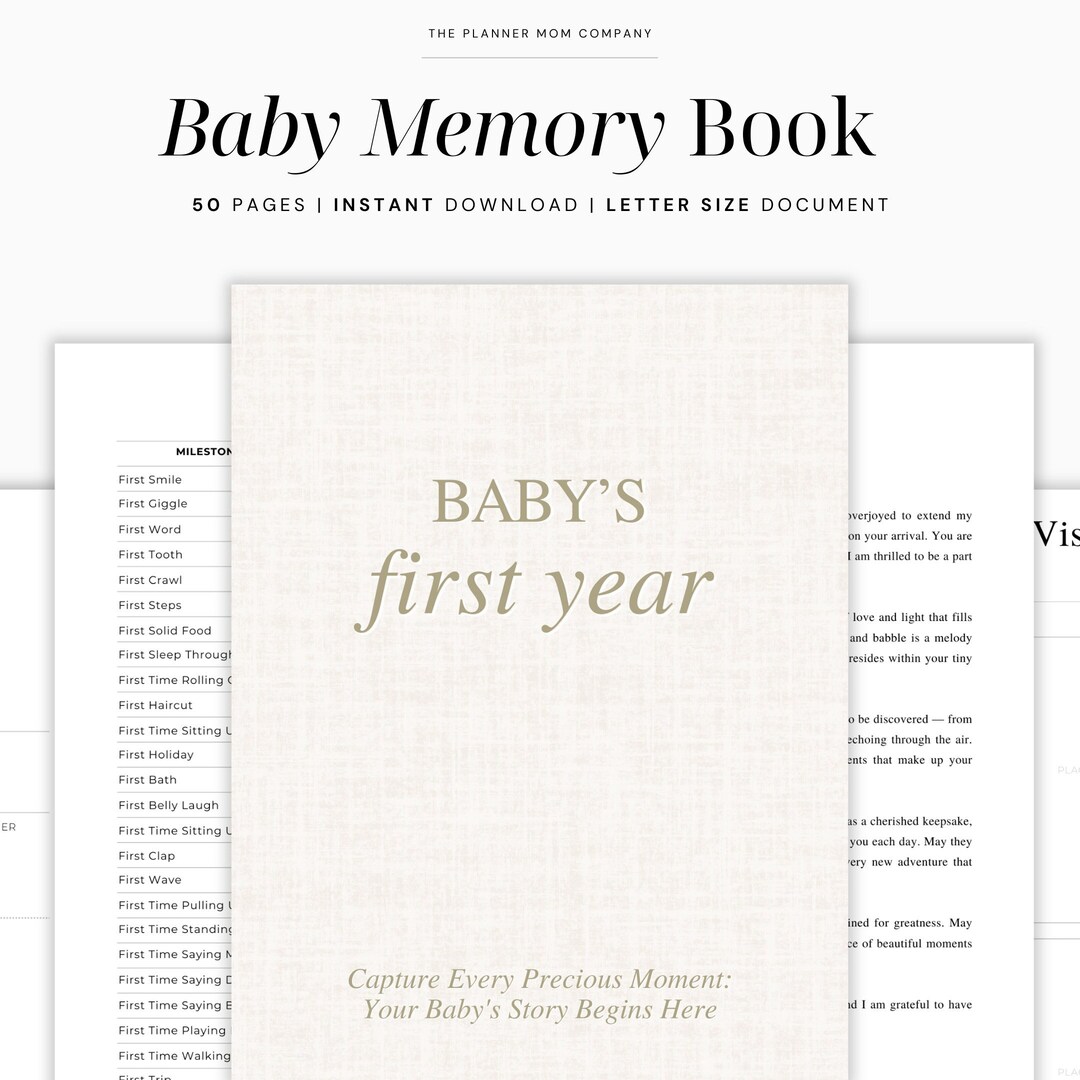 Baby Book, Printable Baby Book Pages, Baby Memory Book, Baby Book First ...