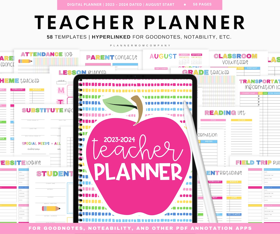 Teacher Planner 2023-2024, Lesson Planner Digital, Academic Planner ...