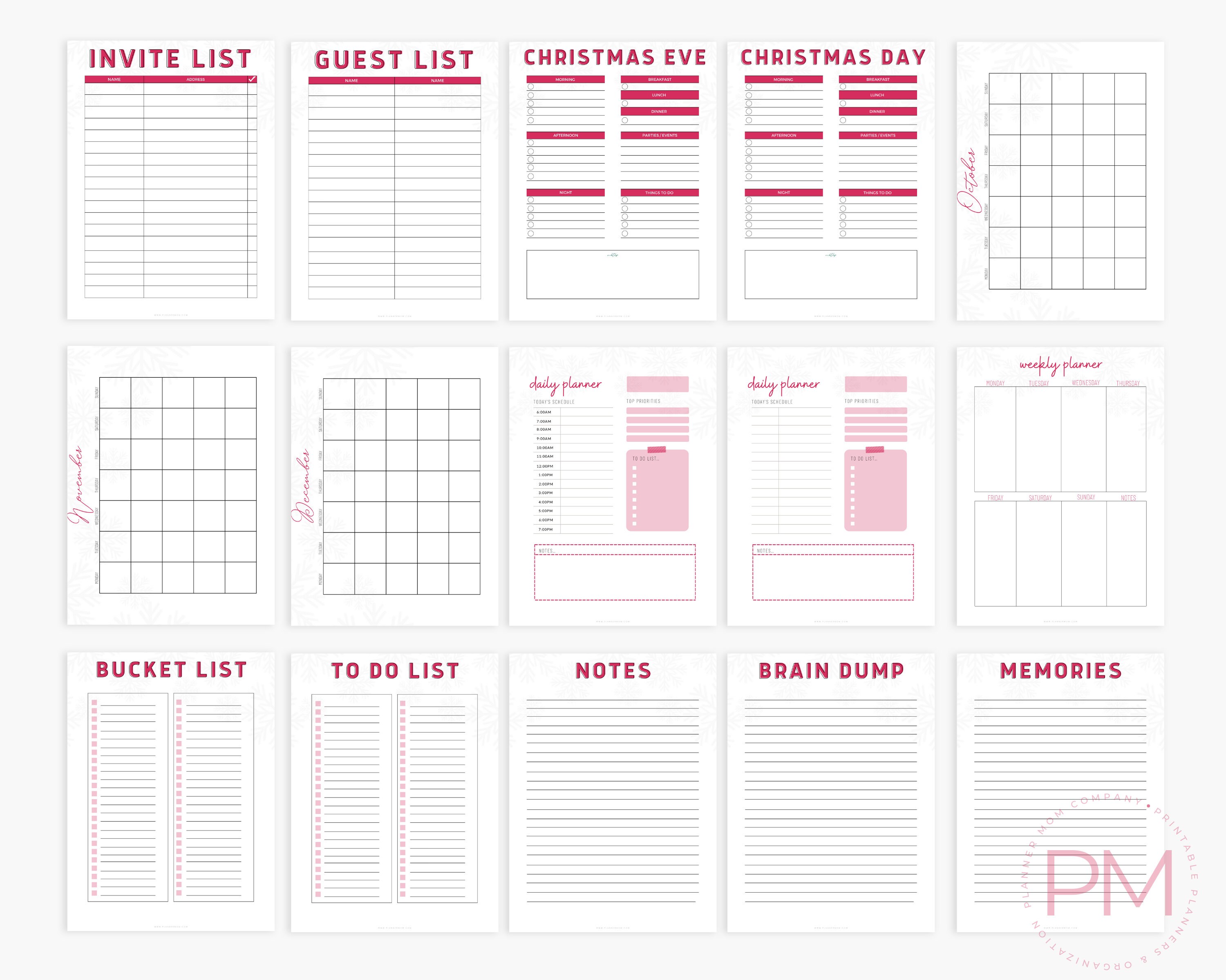 Christmas Planner Printable Holiday Planner Gift Budget - Etsy