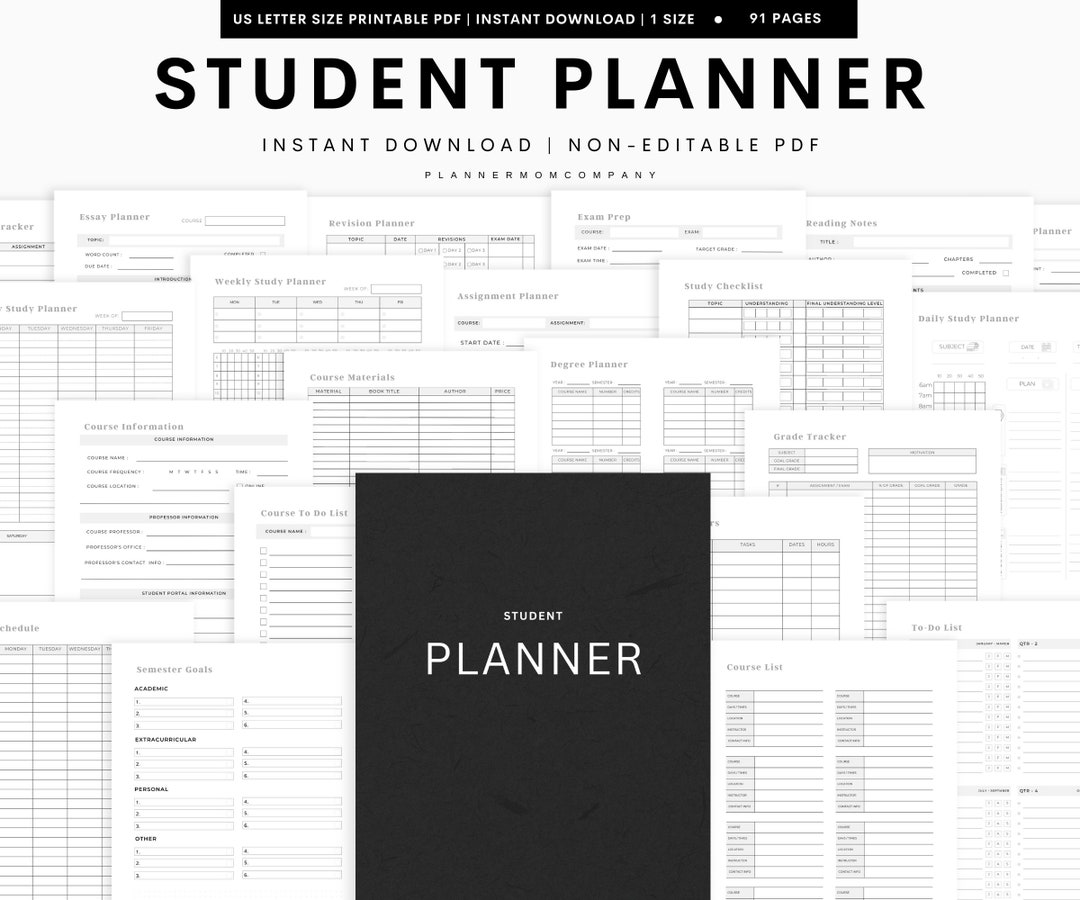 Academic Planner, Student Printable Printable, Student Planner ...