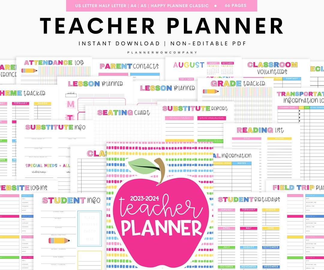 Teacher Planner Printable, School Planner, Academic Planner, Lesson ...