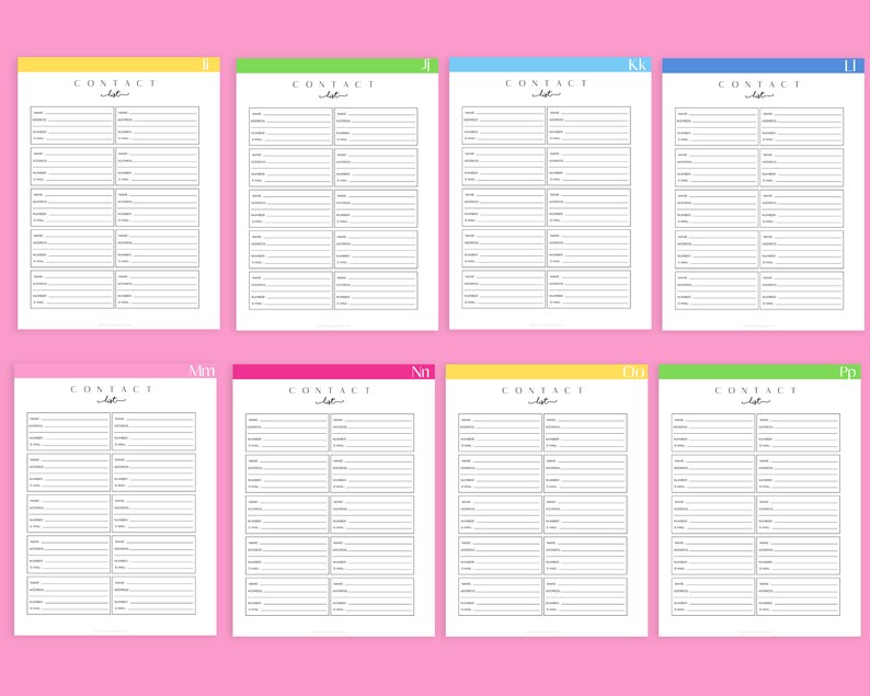 Address Book Printable Contacts Page A5 Address Book for | Etsy