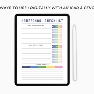 Homeschool Checklist, Editable Homeschool Planner, Daily Schedule for ...