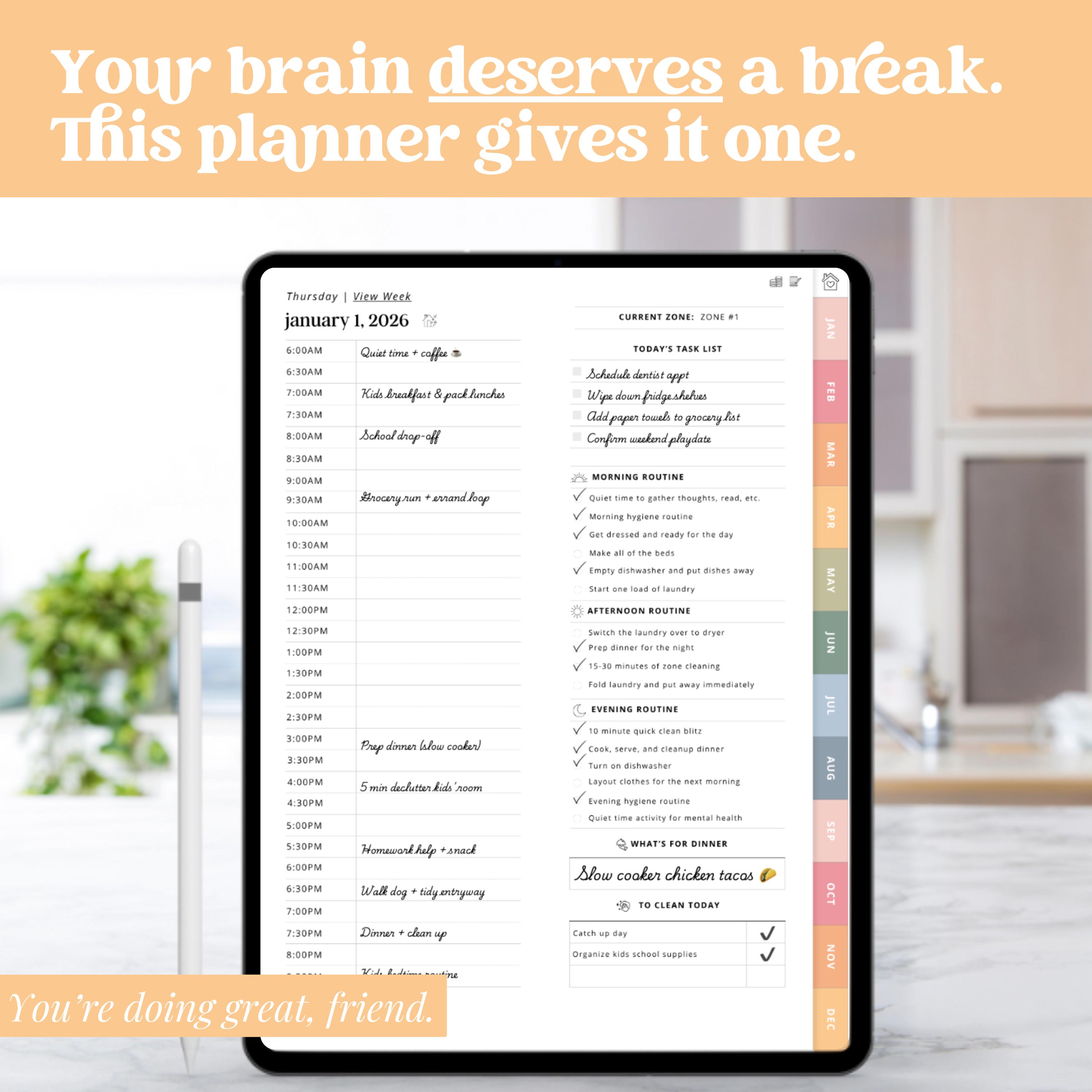 2026 Digital Home and Life Planner for Moms Daily Cleaning Schedule ...