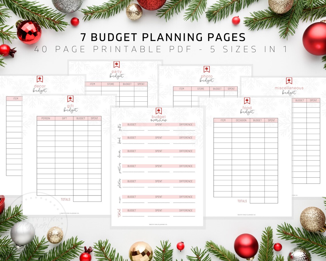 Christmas Planner Printable Holiday Planner Gift Budget | Etsy