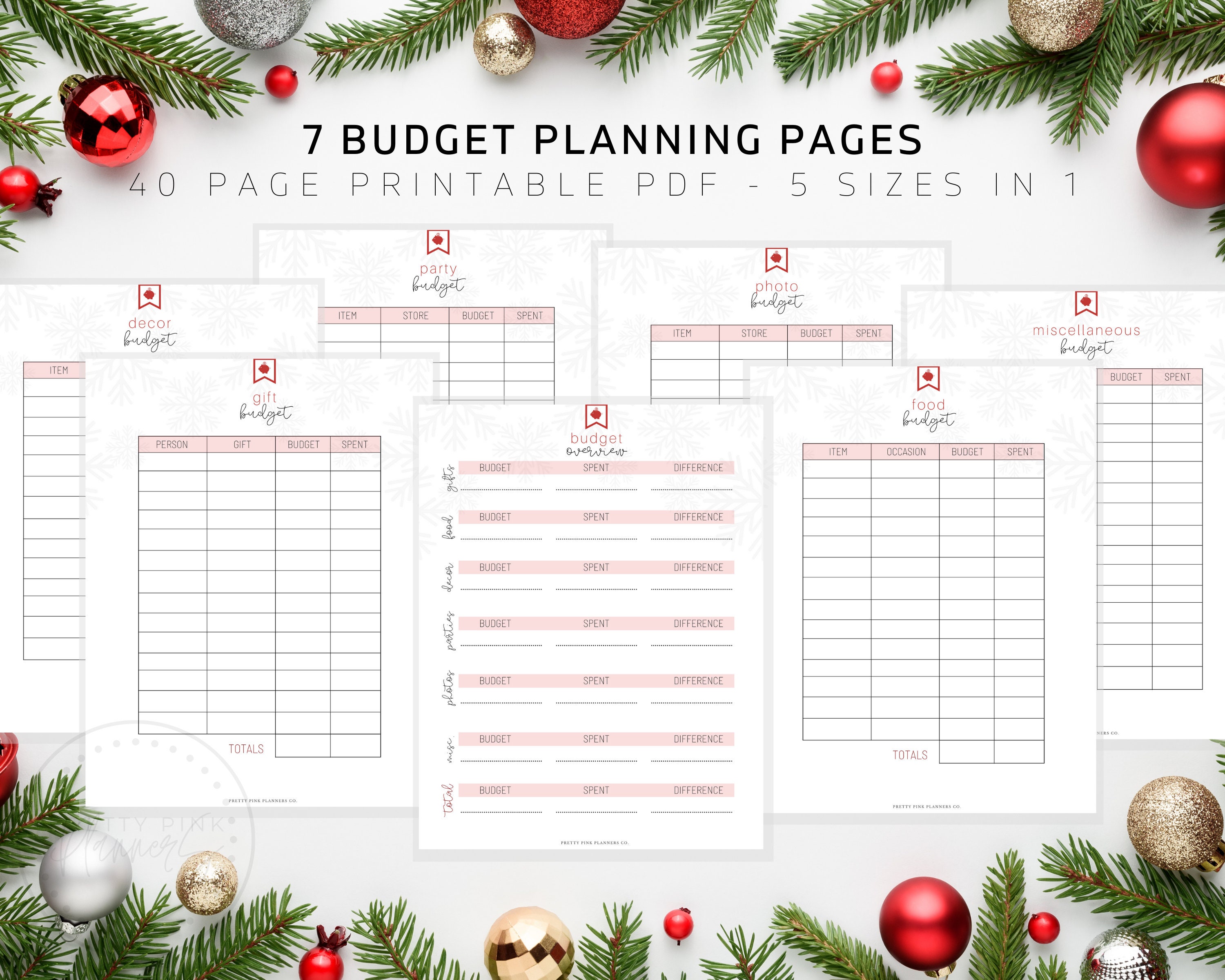 Christmas Planner Printable Holiday Planner Gift Budget | Etsy