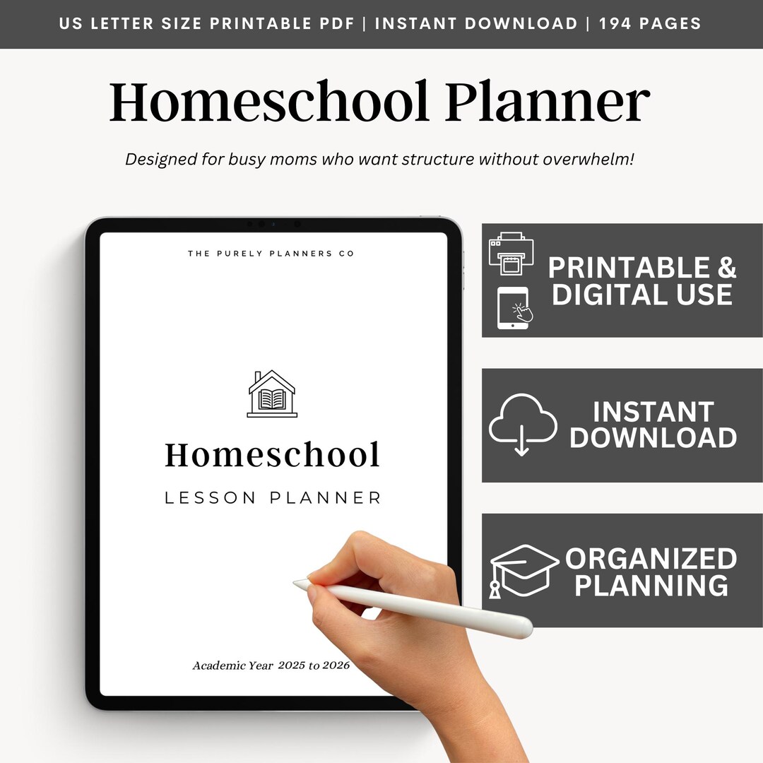 Buy Homeschool Planner 2025-2026 Printable, Homeschool Planner 2025 ...
