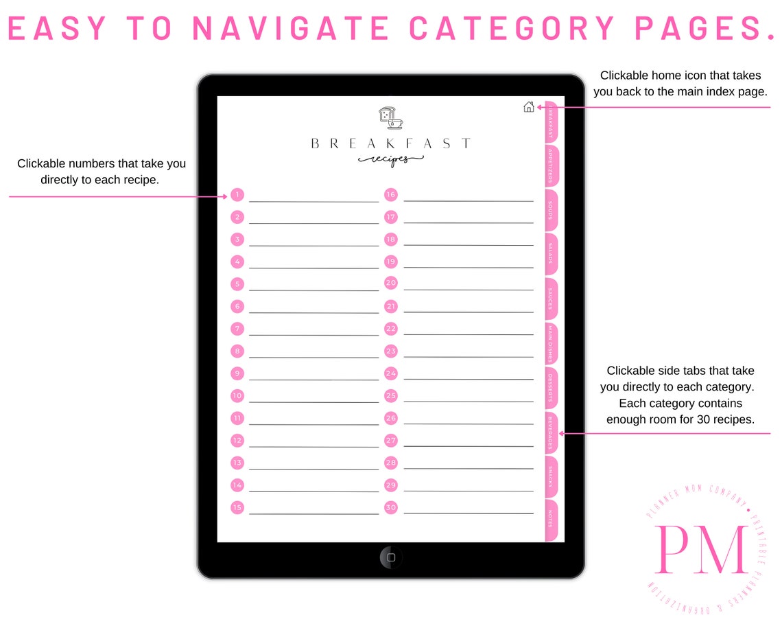 Digital Recipe Book for Goodnotes Hyperlinked Goodnotes - Etsy