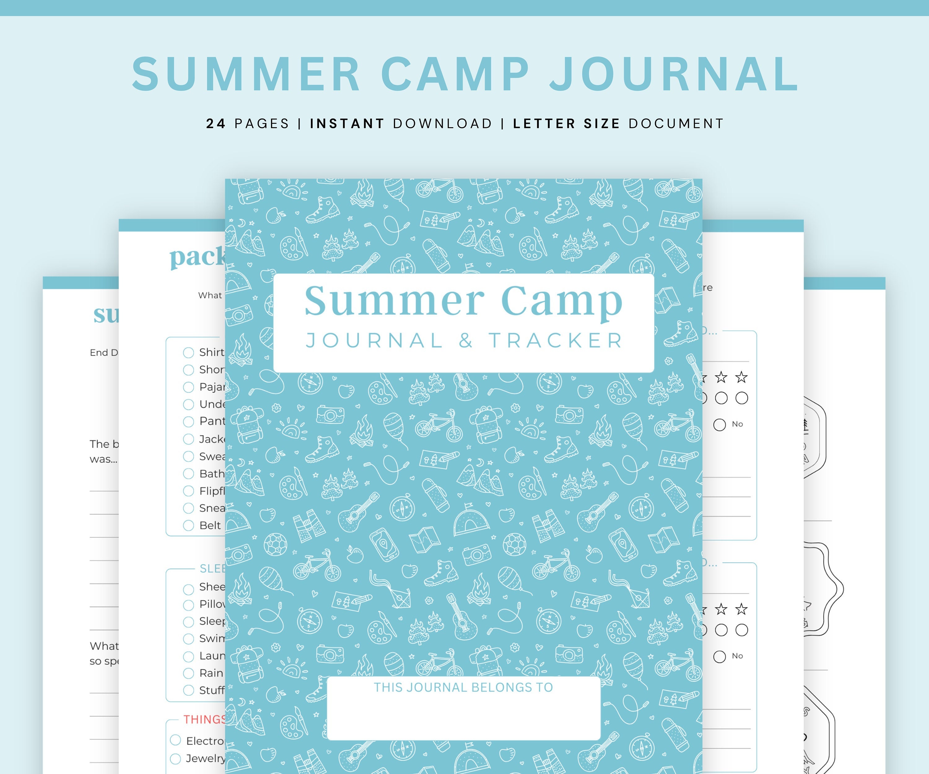Kids Summer Camp Journal Printable, Summer Camp Journal Printable ...