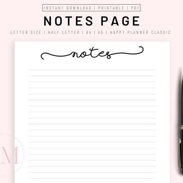 Notes Page Printable - Etsy
