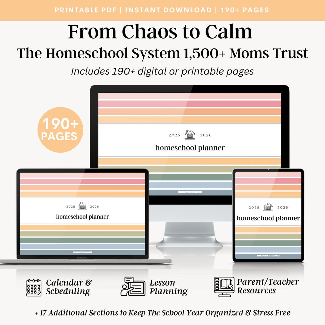 Digital Homeschool Planner Multiple Kids Homeschool Planner 2025-2026 ...