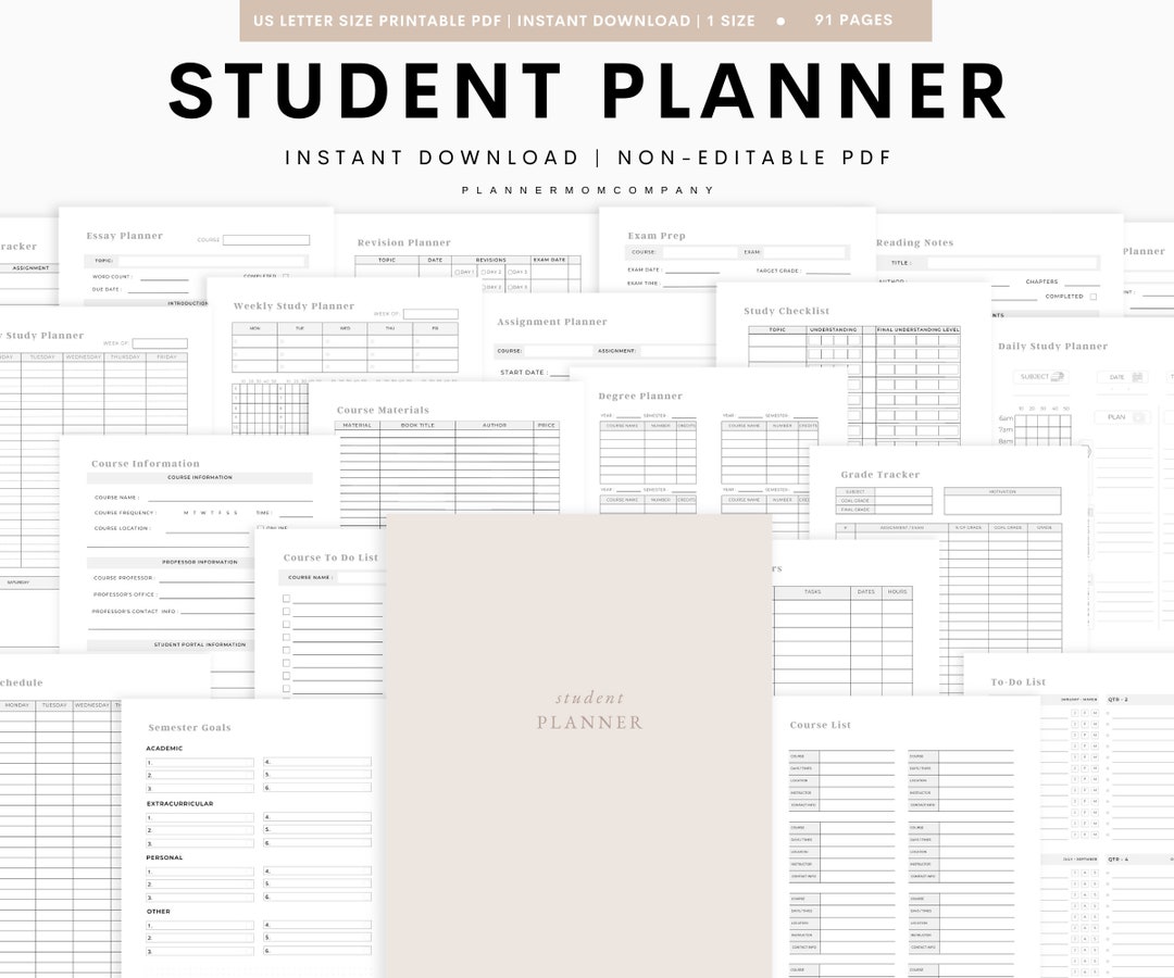 Academic Planner, Student Printable Printable, Student Planner ...