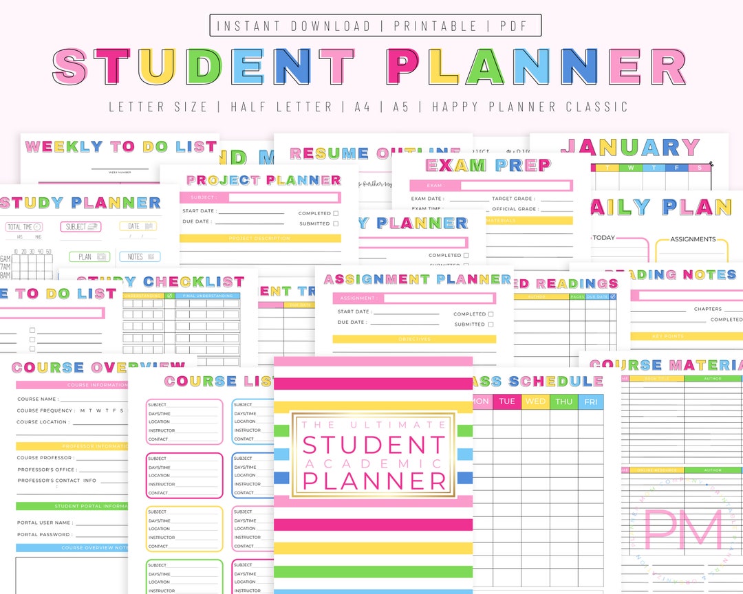 Student Planner Printable, Academic Planner Printable, College Student ...