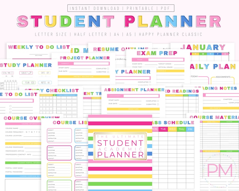 Student Planner Printable, Academic Planner Printable, College Student ...