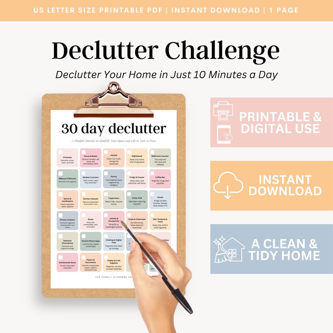 30 Day Declutter Challenge Declutter Challenge Printable Declutter ...