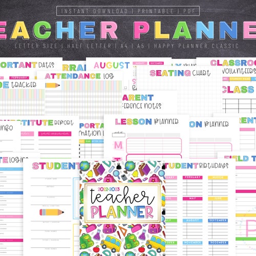 Teacher Planner 2022-2023 Printable Lesson Planner Teaching - Etsy