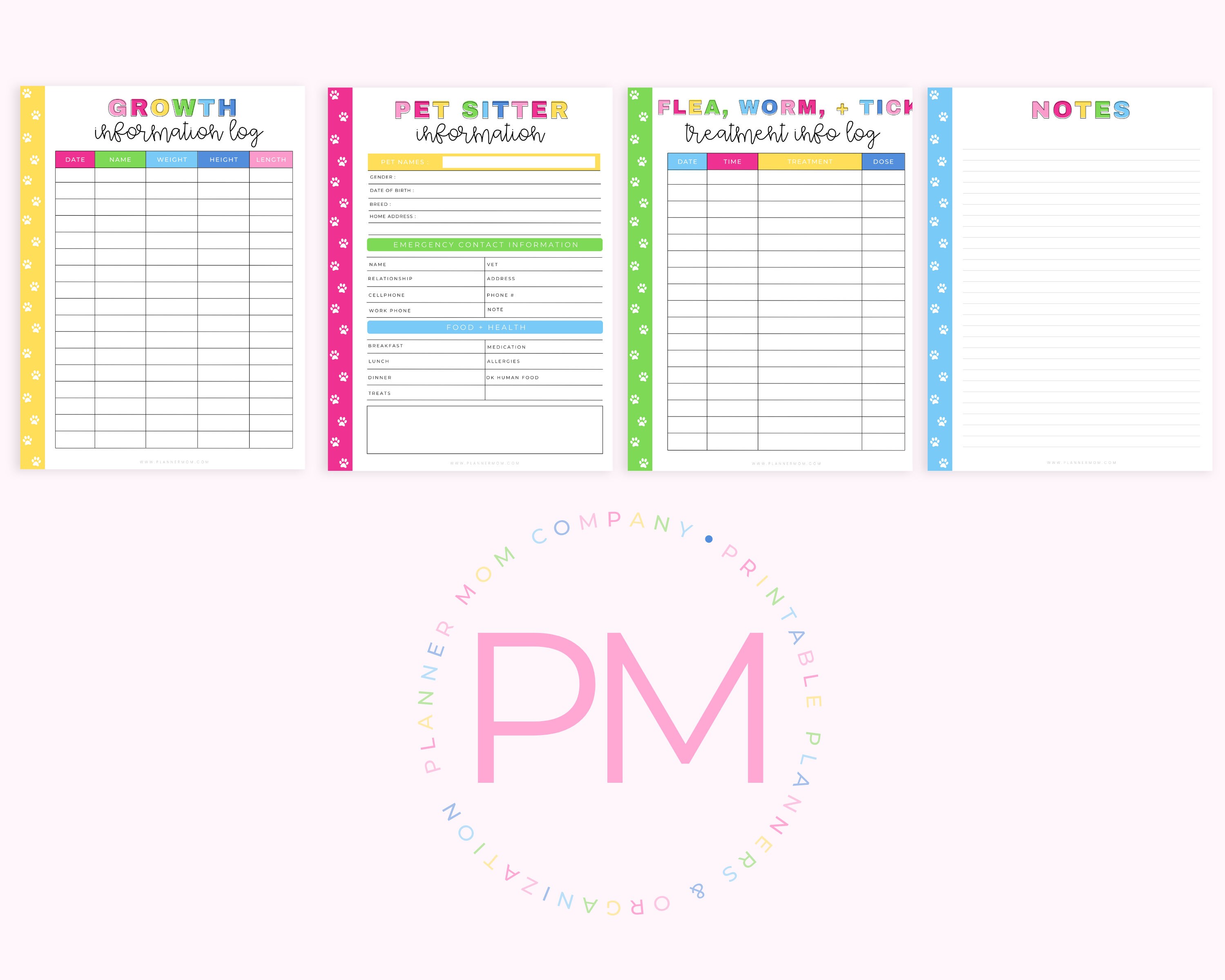 Printable Pet Planner, Fillable Pet Planner, Pet Care Planner, Pet ...