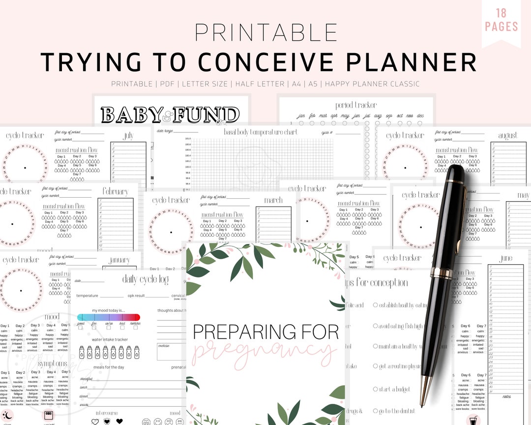 Printable Pregnancy Planner, Fertility Tracker Planner, Conception ...