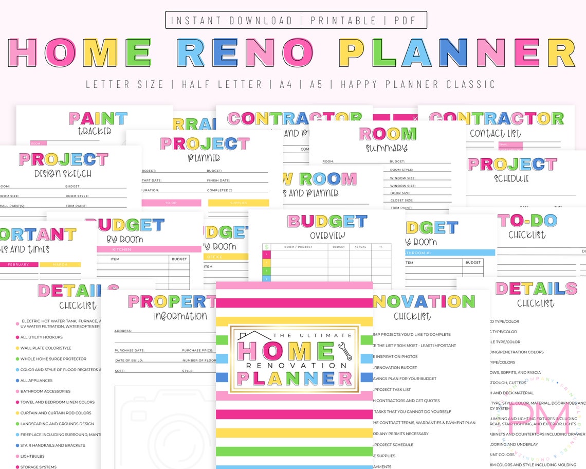 Home Renovation Planner Project Planner Home Improvement - Etsy