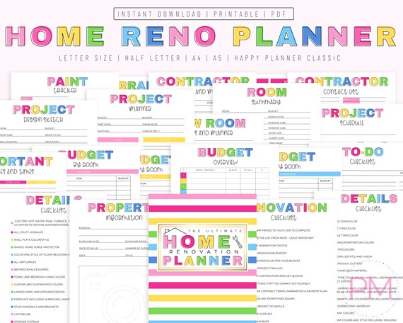 Home Renovation Planner Project Planner Home Improvement - Etsy