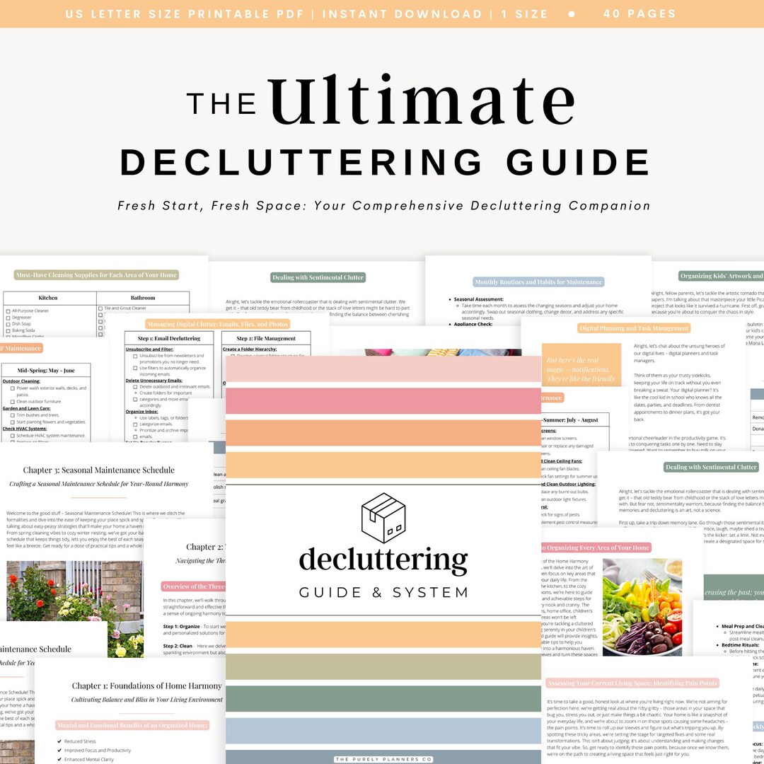 Declutter Worksheet Declutter Planner Insert Declutter Workbook ...