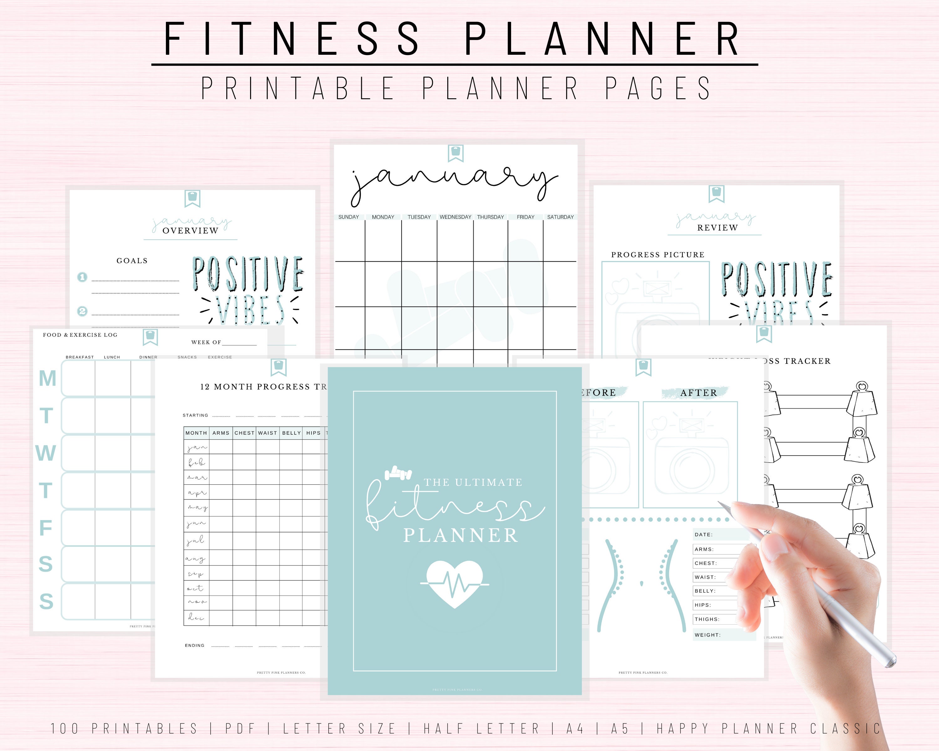 Fitness Planner Printable Printable Health and Fitness | Etsy