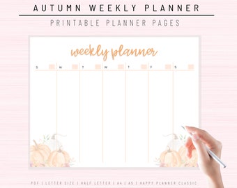Weekly Planner Printable Instant Download Fall Productivity - Etsy
