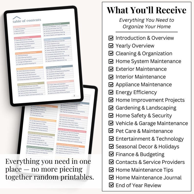 ADHD Home Planner Digital Life Binder for Executive Function Printable ...