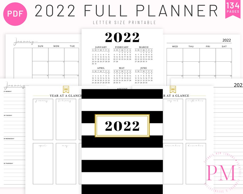 2022 Planner Printable 2022 Weekly Planner Monthly Planner - Etsy