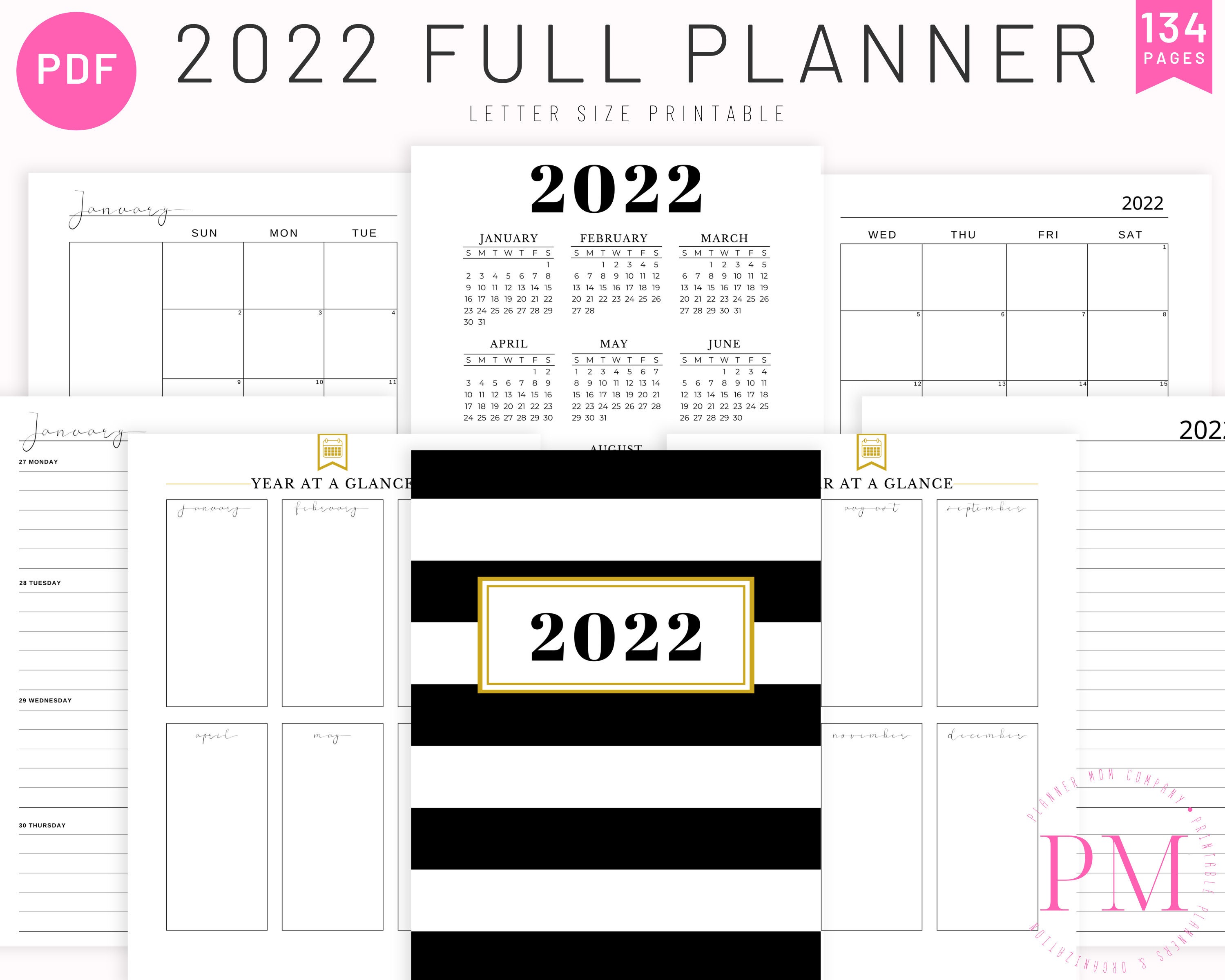 2022 Planner Printable 2022 Weekly Planner Monthly Planner - Etsy