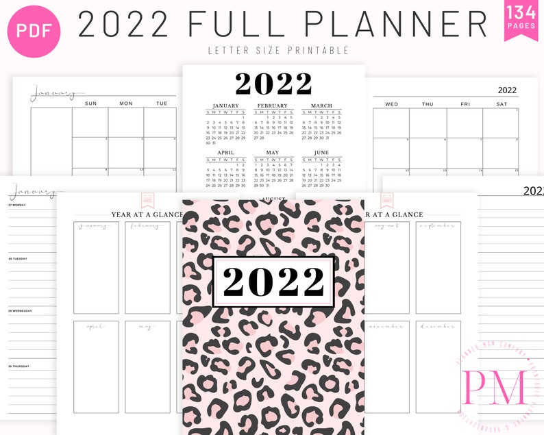 2022 Planner Printable 2022 Weekly Planner Monthly Planner - Etsy