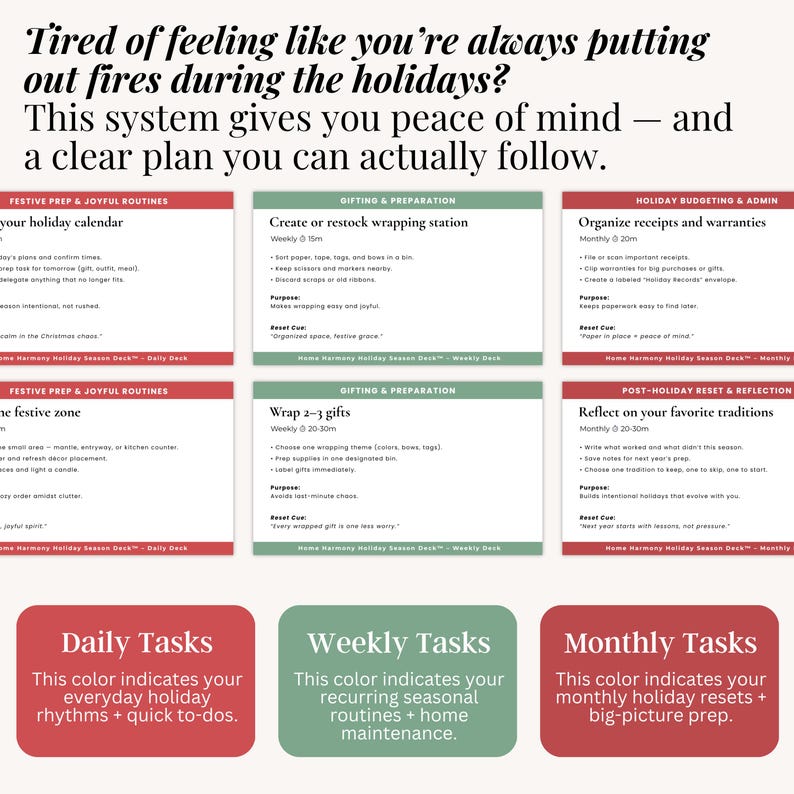 Holiday Planner Printable Routine Deck for Busy Moms Organized ...