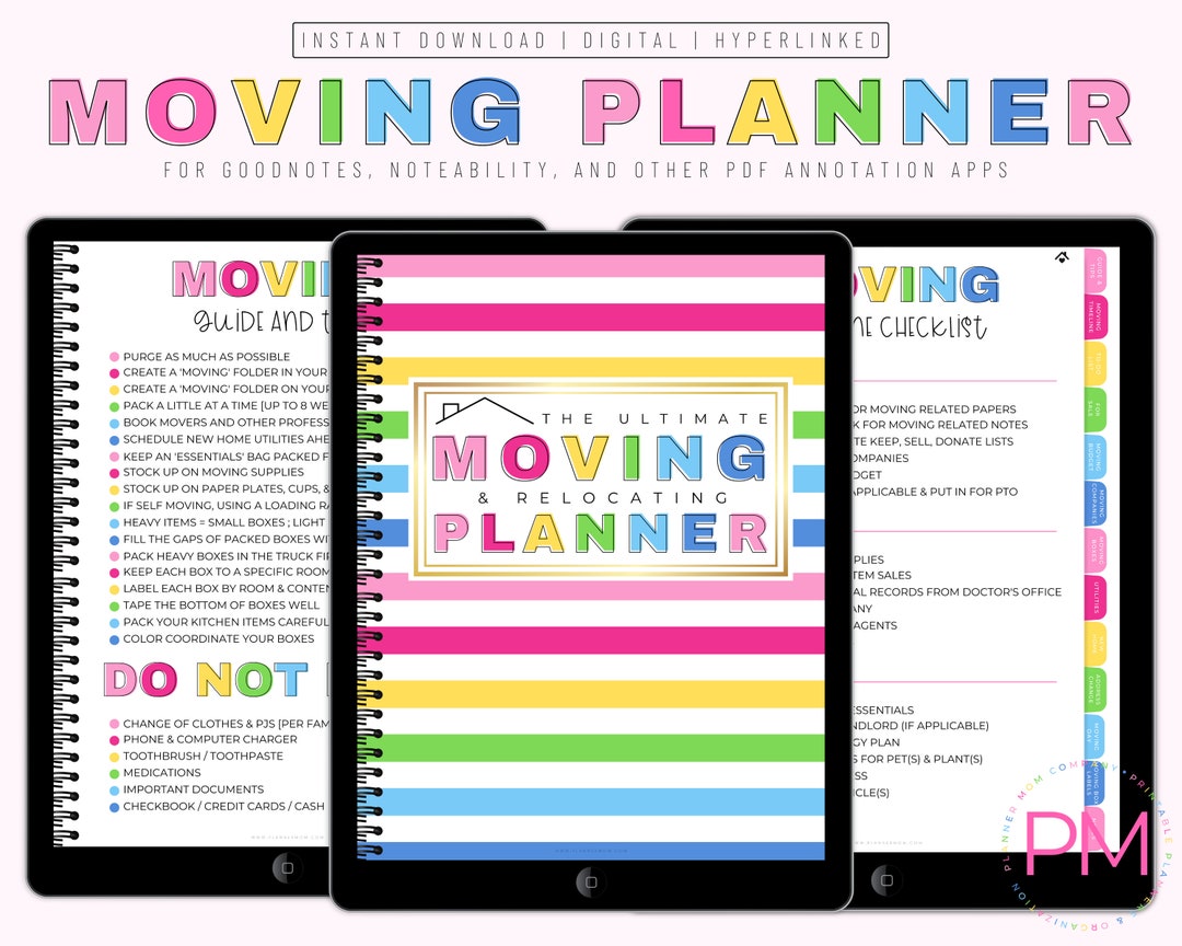 Digital Moving Planner, Moving Checklist, Moving Binder, Moving Labels ...
