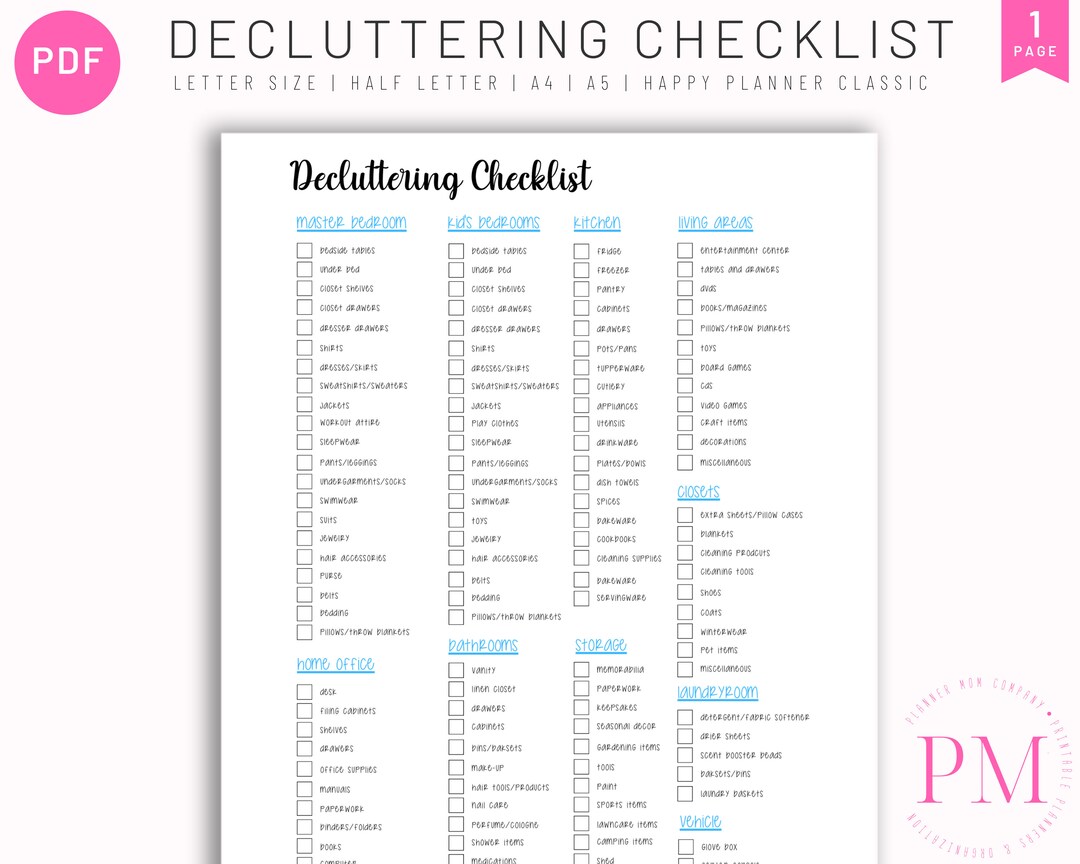 Printable Declutter Planner, Minimalism Life Organizer, Cleaning ...
