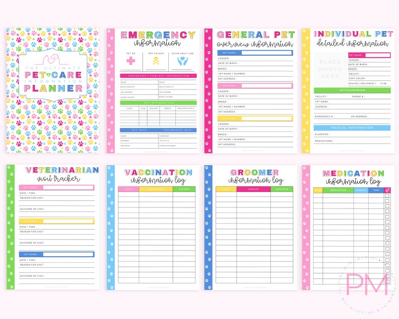 Printable Pet Planner, Fillable Pet Planner, Pet Care Planner, Pet ...