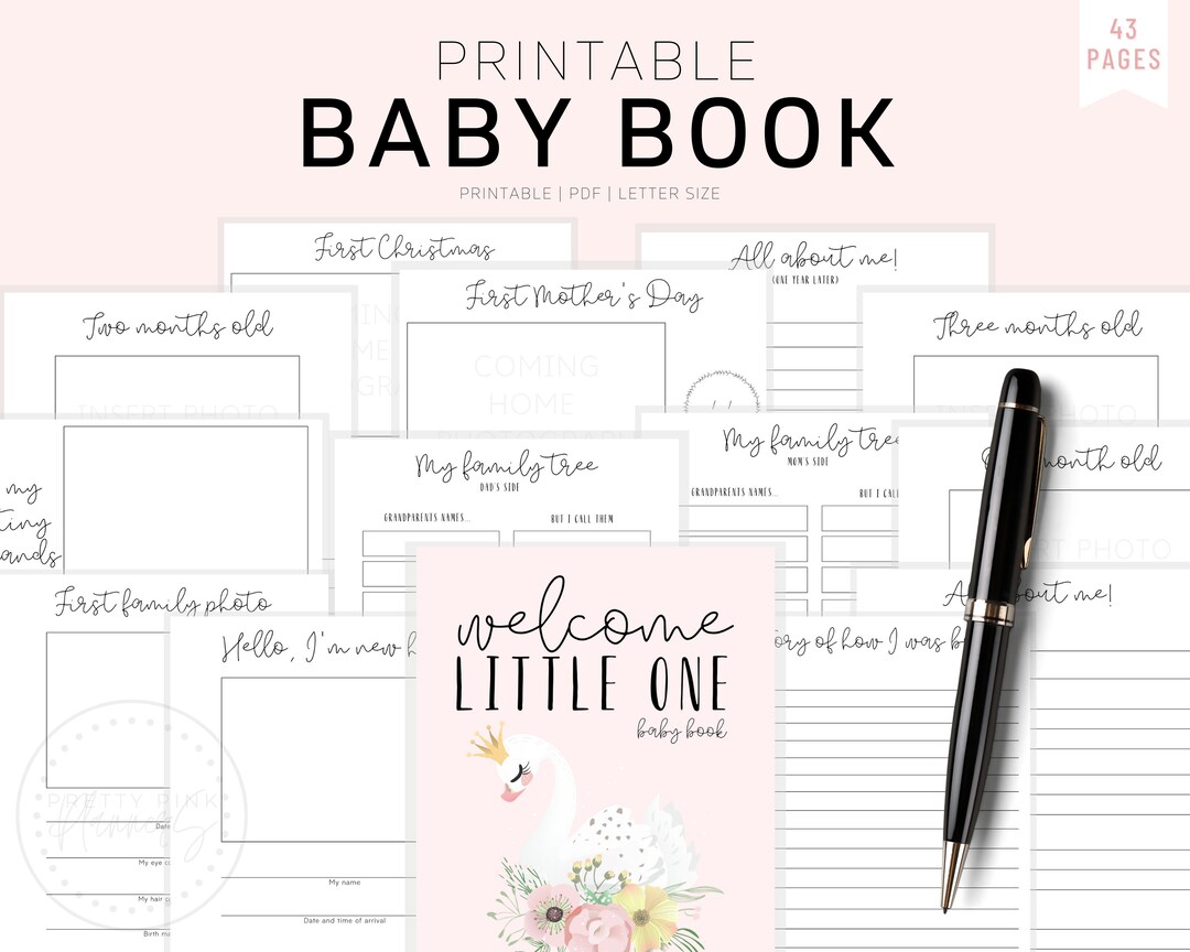 Baby Book, Printable Baby Book Pages, Baby Memory Book, Baby Book First ...