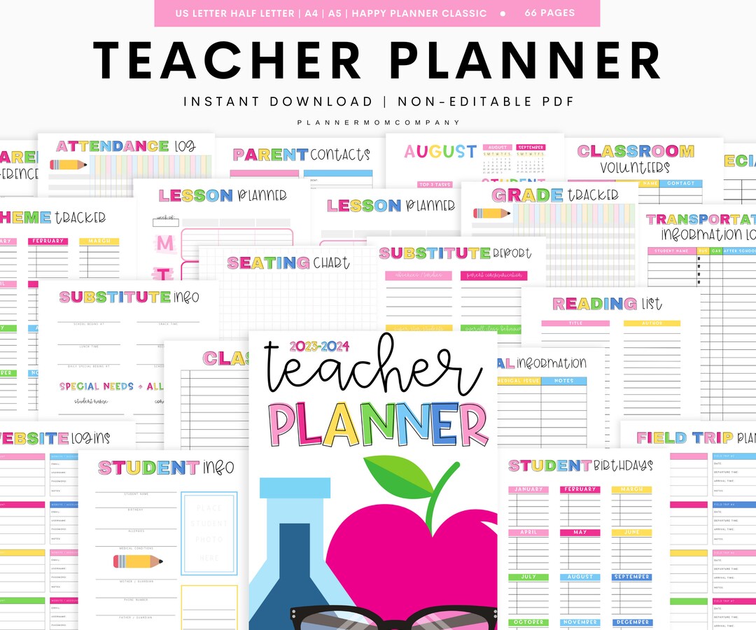 Teacher Planner 2023-2024, Lesson Planner Printable, Academic Planner ...
