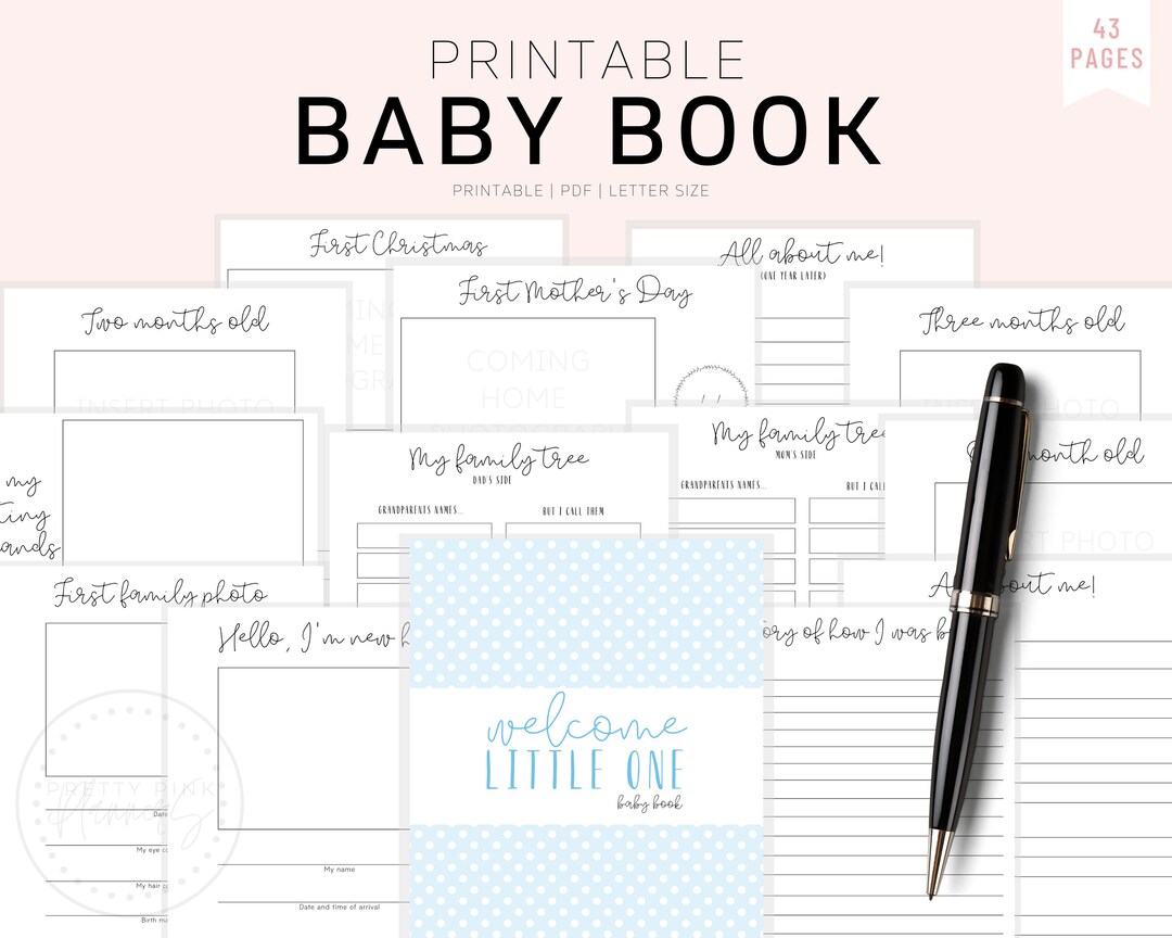 Baby Book, Printable Baby Book Pages, Baby Memory Book, Baby Book First ...