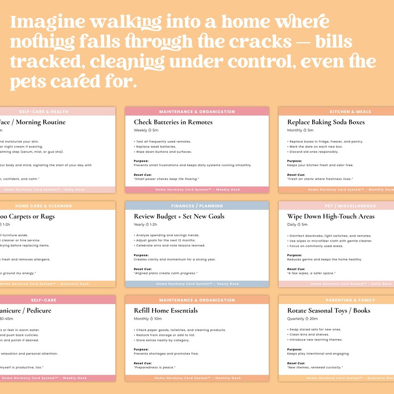 ADHD Home Routine Cards Visual Task System for Neurodivergent Adults ...
