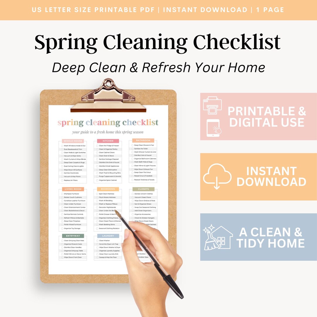 Spring Cleaning Guide Printable Master Cleaning Checklist Cleaning ...