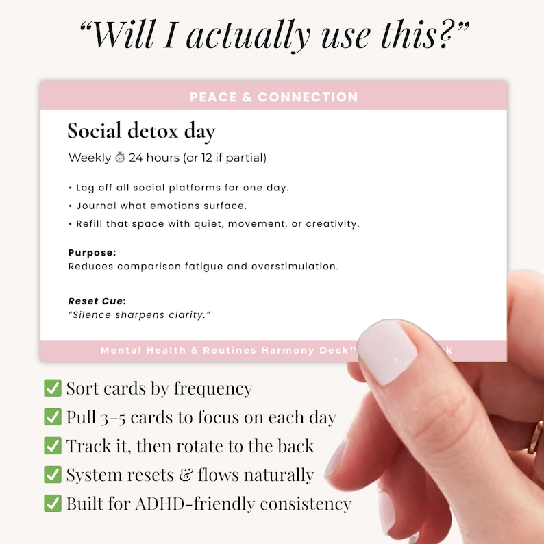 Mental Health Routine Deck for Women With ADHD Digital Self Care ...