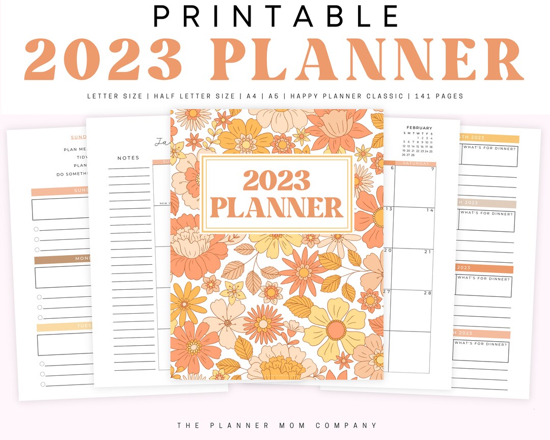 Retro 2023 Planner Printable 2023 Weekly Planner Monthly - Etsy UK