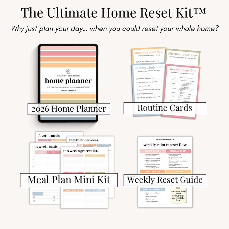 Digital Home Reset Kit Bundle 2026 Home Management Planner Meal Plan ...