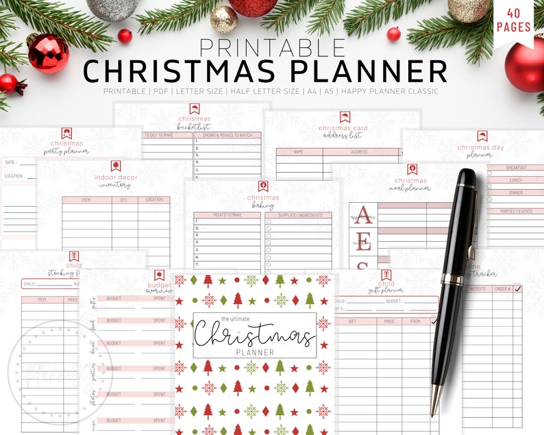 Christmas Planner Printable Holiday Planner Gift Budget - Etsy UK
