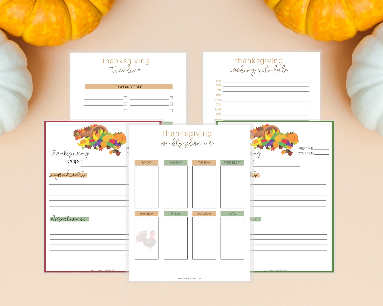 Thanksgiving Planner Printable, Holiday Planner A5, Thanksgiving Binder ...