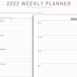 2022 Planner Printable 2022 Weekly Planner Monthly Planner - Etsy