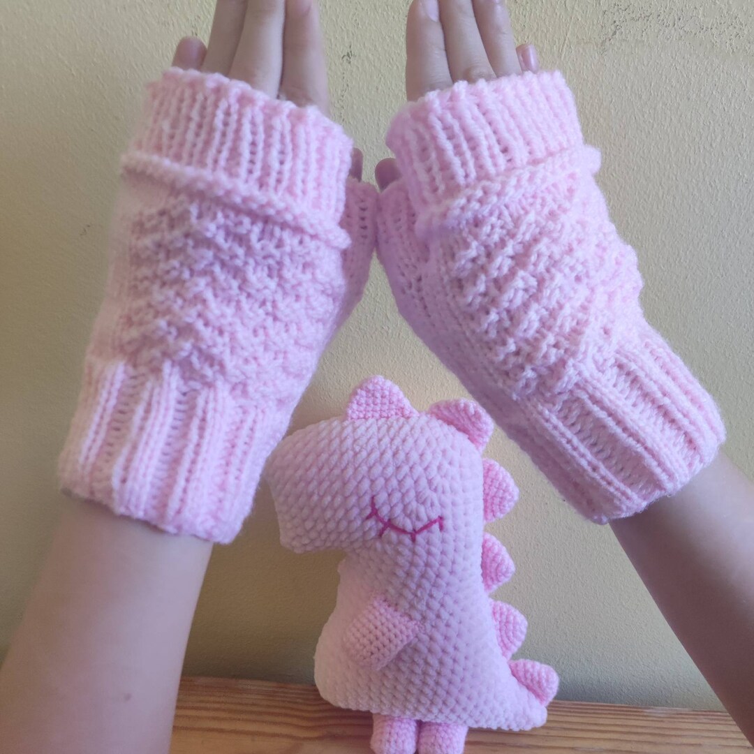 Dino Gift Set for Teens Rose Dinosaur and Mittens Dino Plush Toy Rose ...