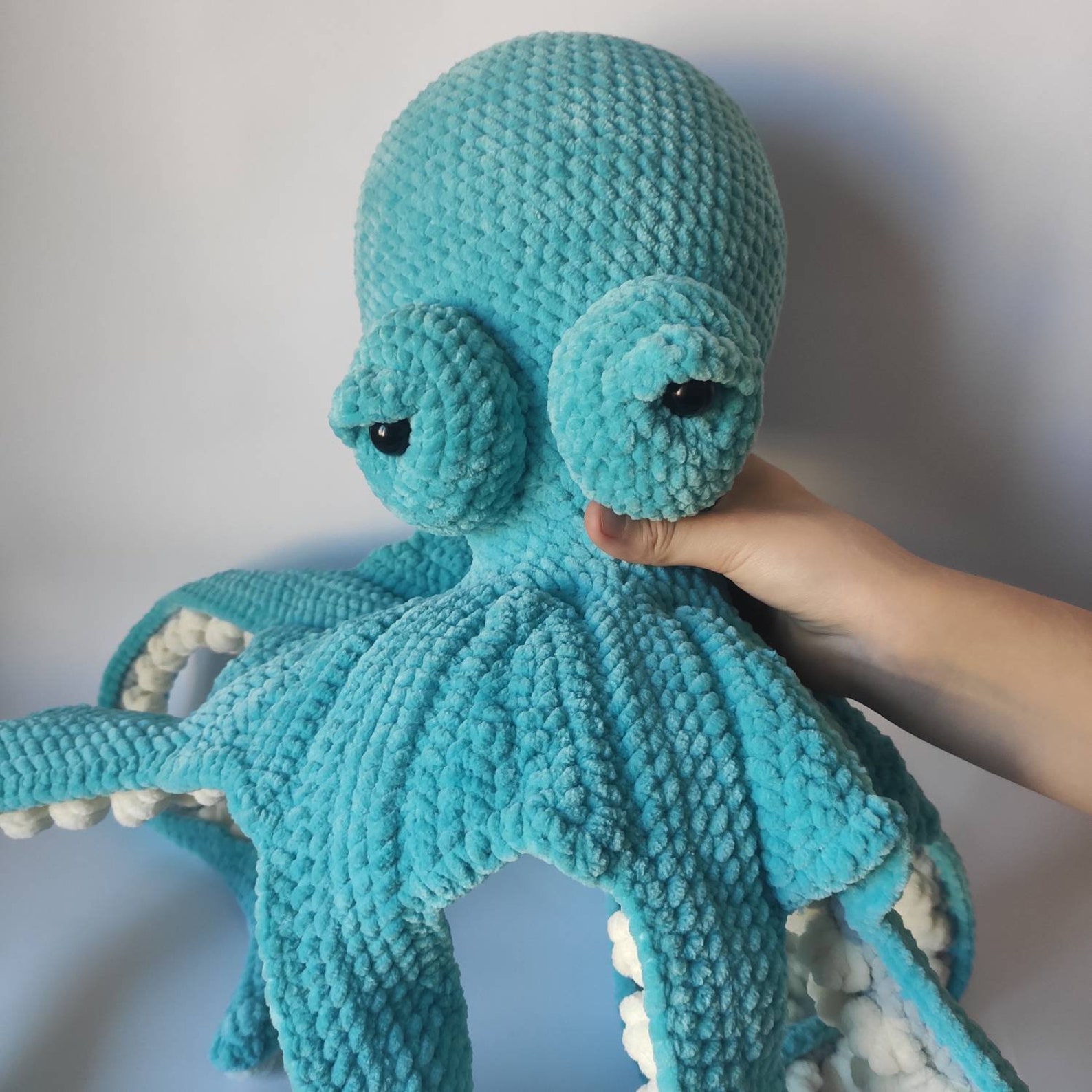 Teal Sea Animals Giant Octopus Plush Toy Jellyfish Crochet - Etsy